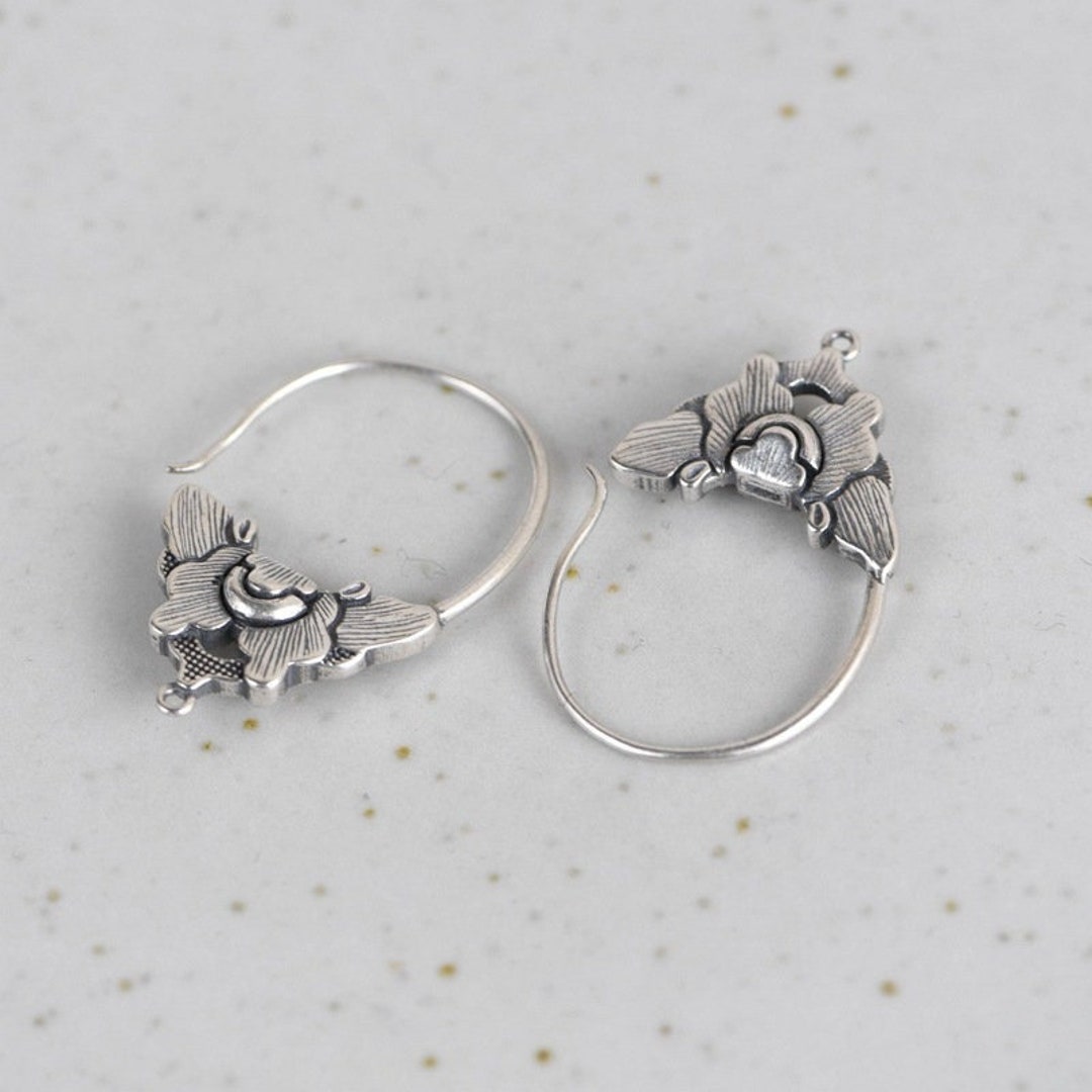 Sterling Silver Earring Findings, Silver Flower Earring Hooks - Etsy