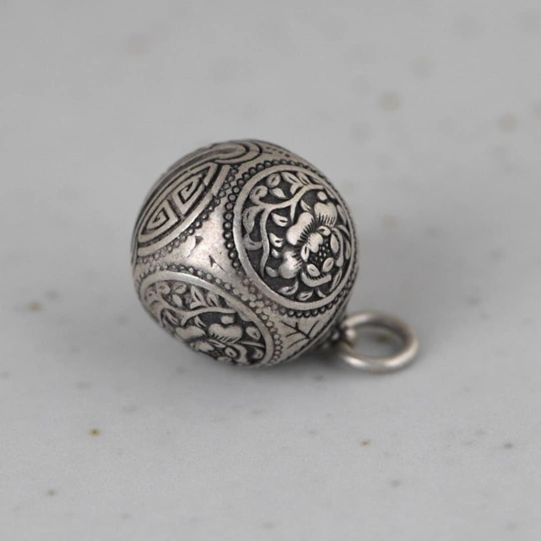 Sterling Silver Bell Pendant Charm, Peony Bell Necklace Pendant ...