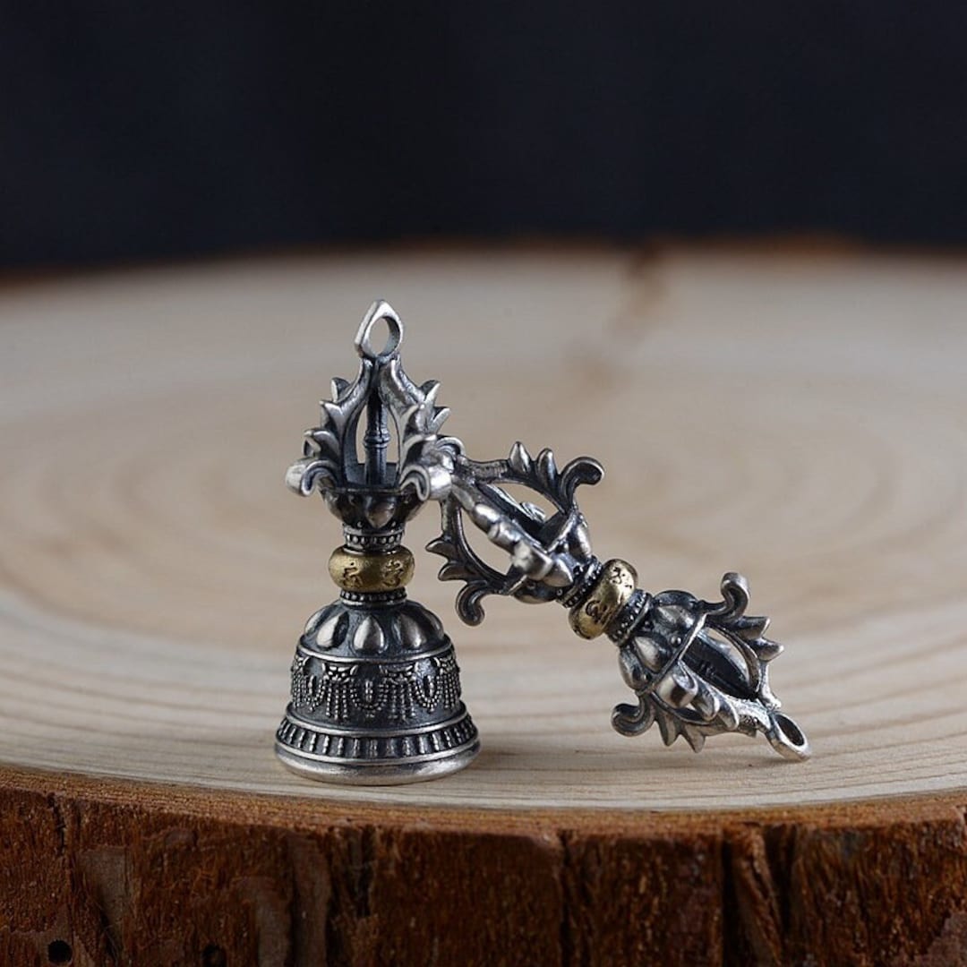 Sterling Silver Vajra Bell, Vintage Vajra Pendant, Vajra Bell Charm ...