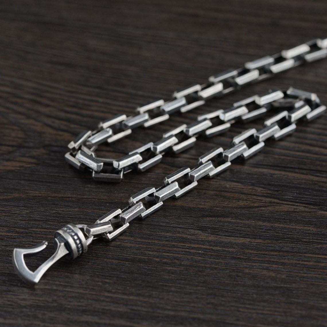 Sterling Silver Chunky Chain Necklace 7mm, Punk Necklace Chain, Link ...