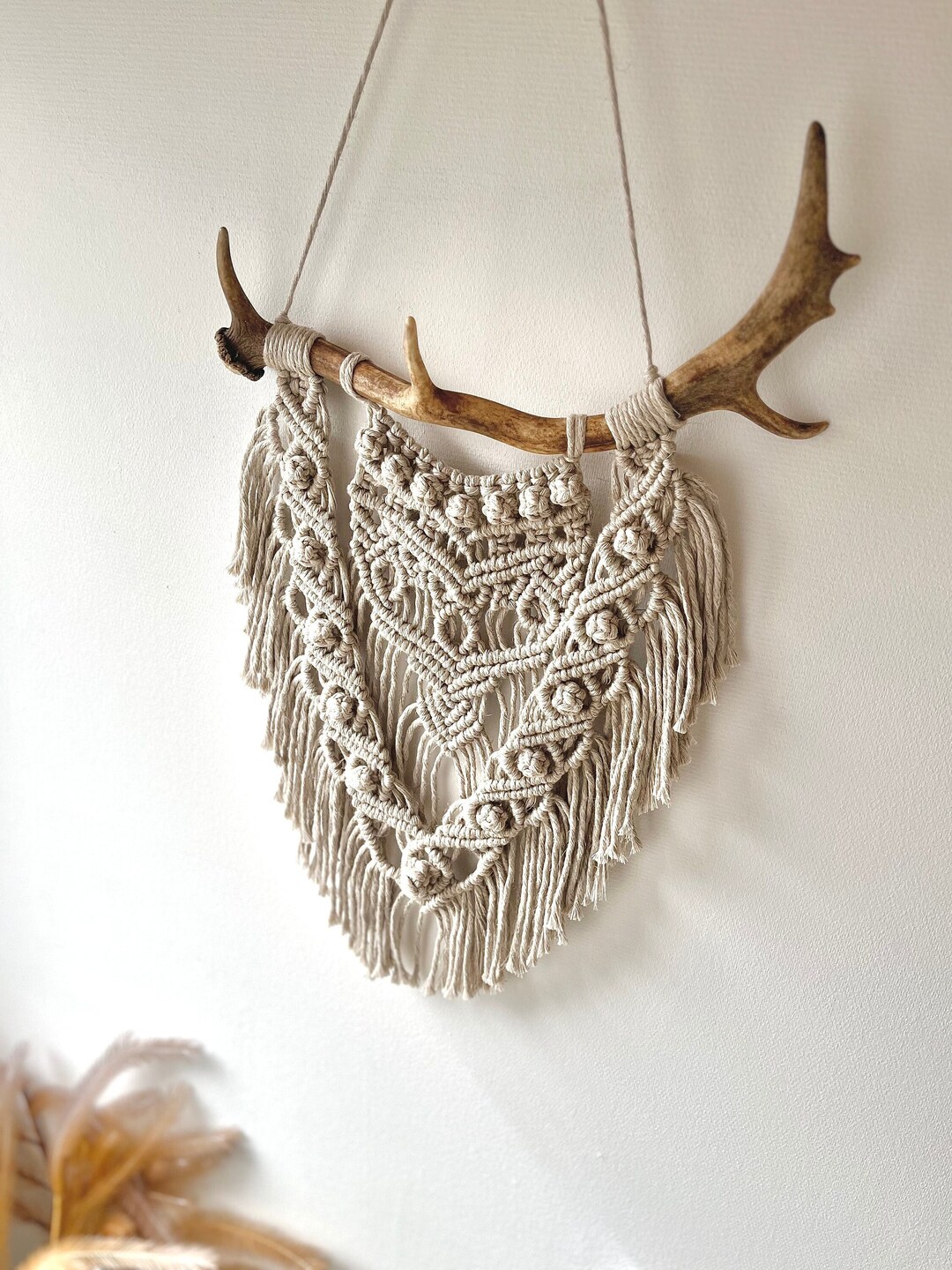 Macrame Antlers Unique Boho Wall Hanger Handmade Home Decor Wall ...