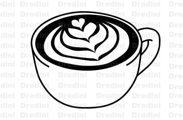 Latte Art #1 SVG, Coffee Vector Art Cofee Shop, Coffee Clipart, Coffee ...