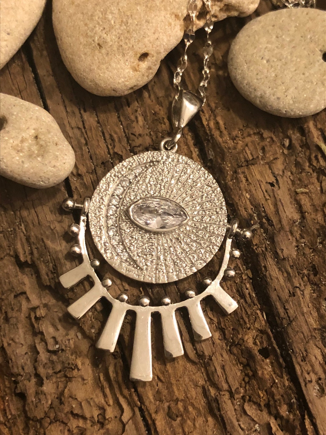Third Eye Chakra Pendant Crescent Moon Pendant Celestial - Etsy