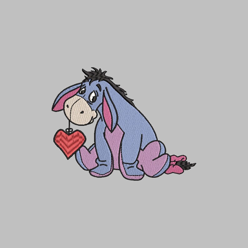Eeyore Heart Machine Embroidery Design. Multiple Sizes | Etsy