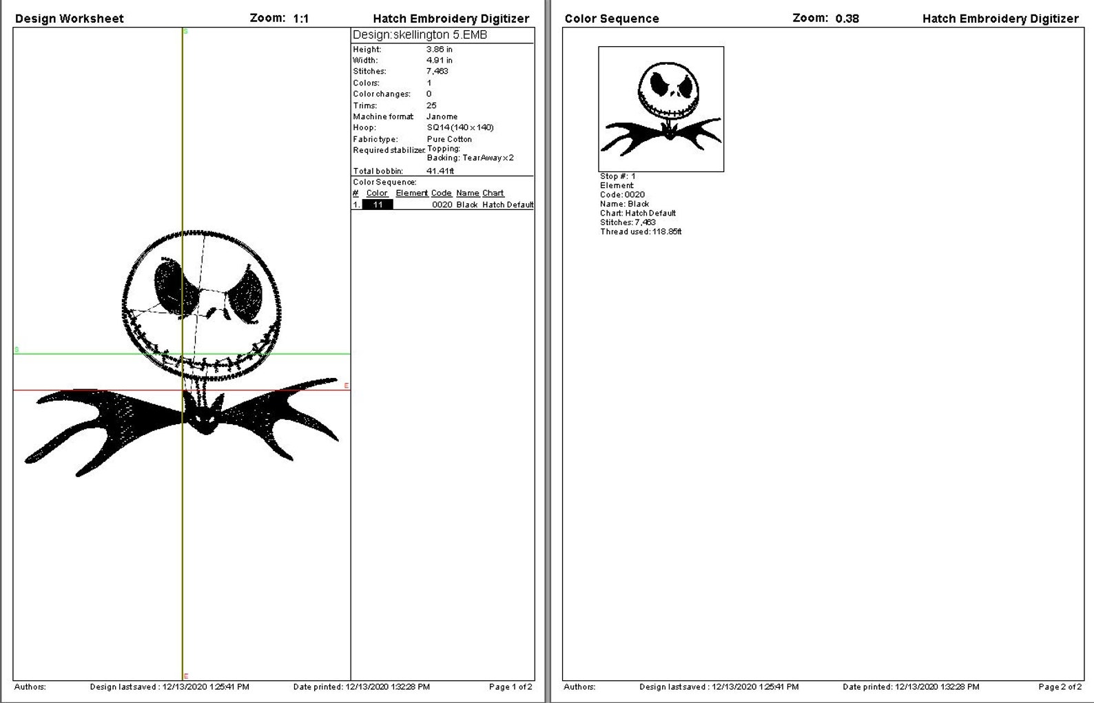 Jack Skellington Inspired Machine Embroidery Design. Multiple Sizes - Etsy