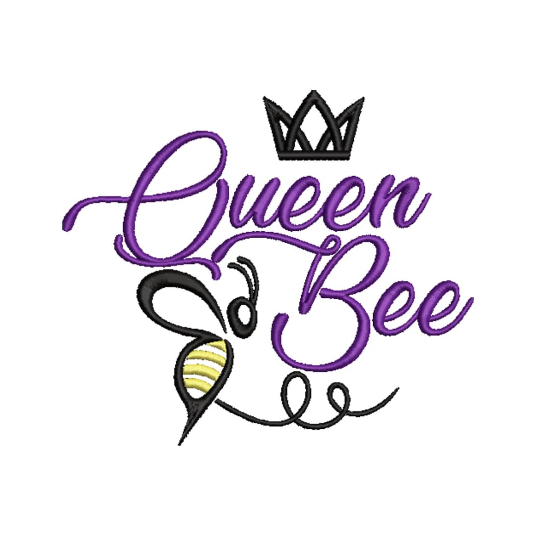Queen Bee and Crown Machine Embroidery Design, Two Sizes. - Etsy