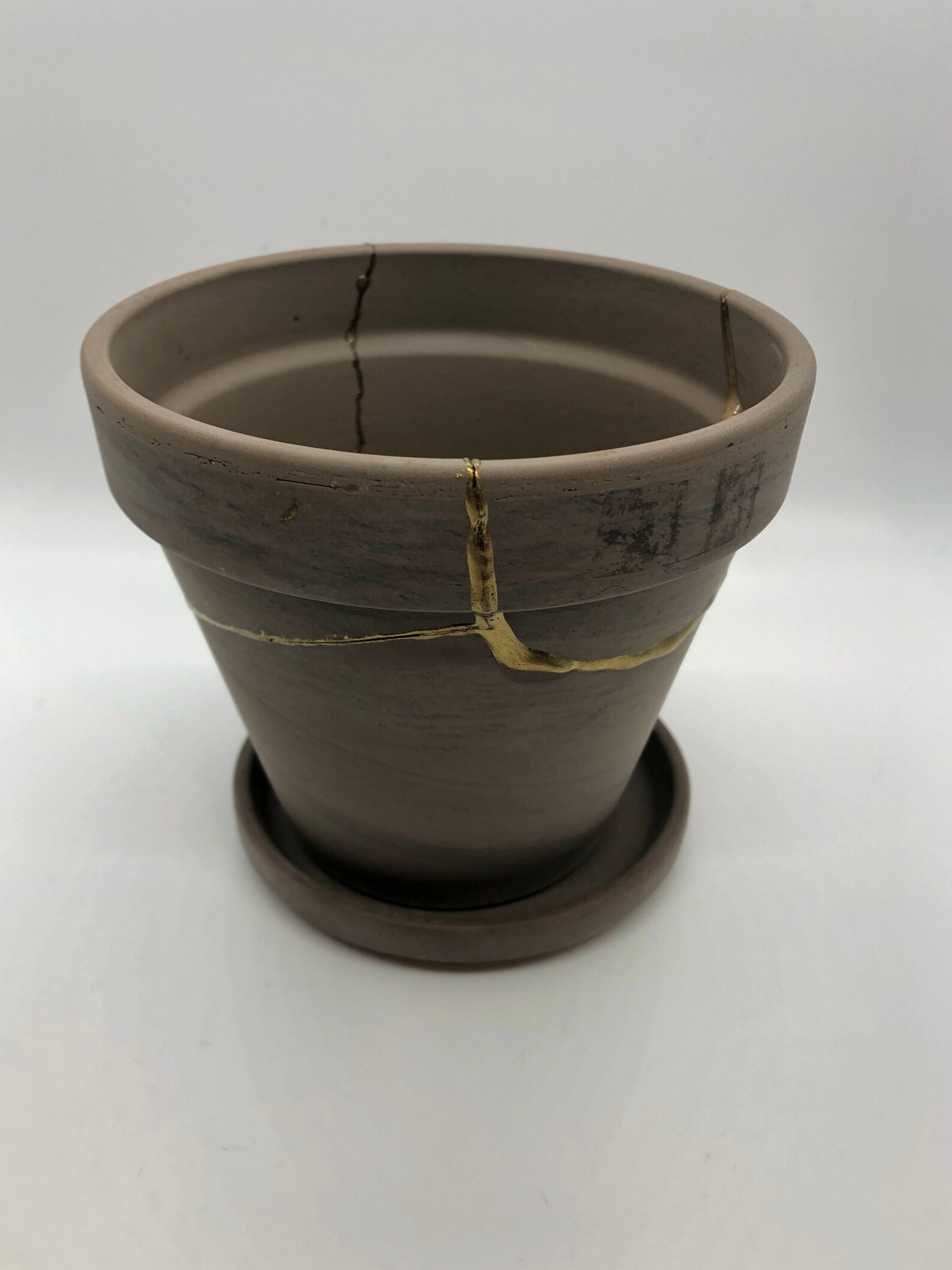 Kintsugi Flower Pots Off-white Marbled Cream Ceramic Gray - Etsy