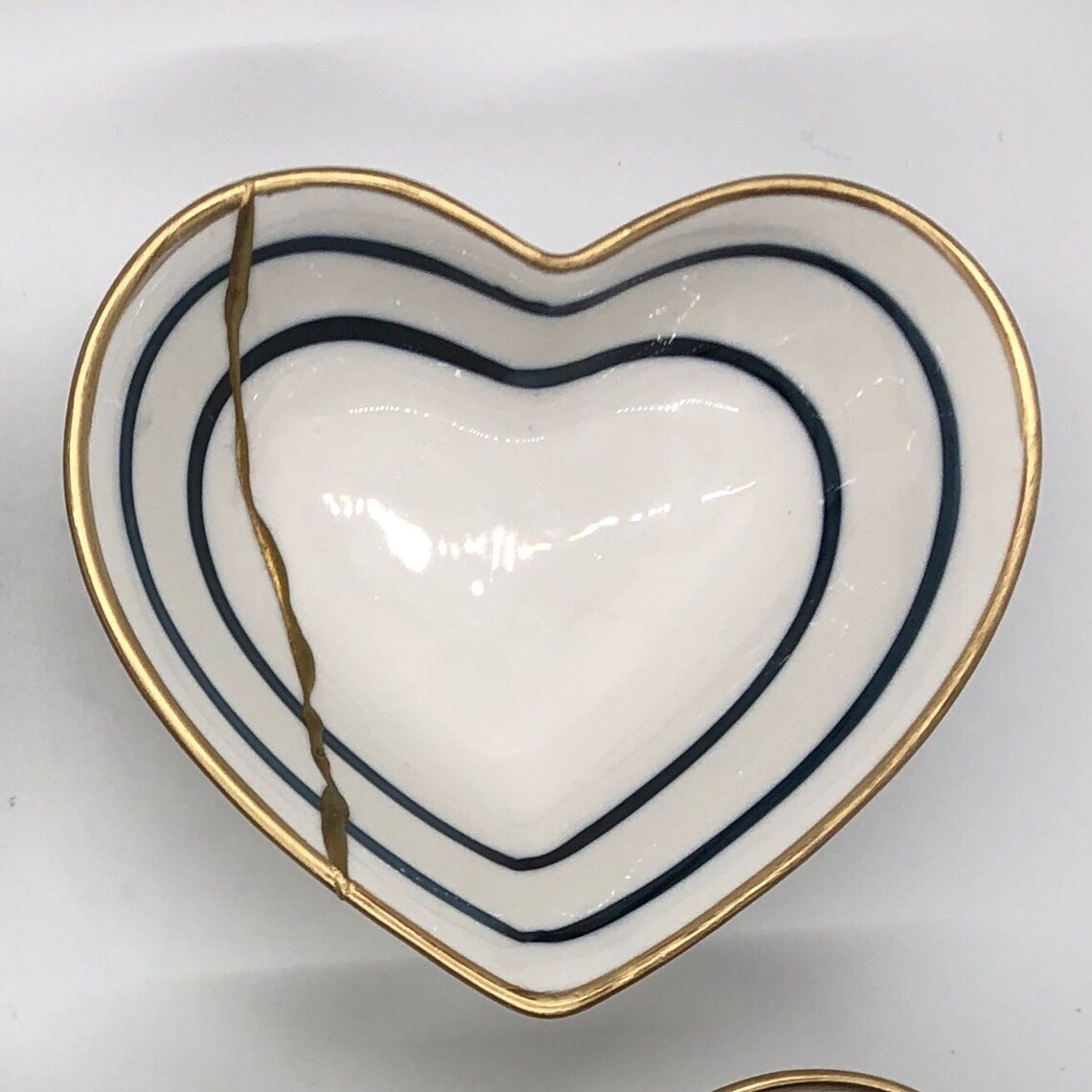 Kintsugi Hearts Kintsukuroi Hearts Gold and Silver Ceramic Heart Dish ...