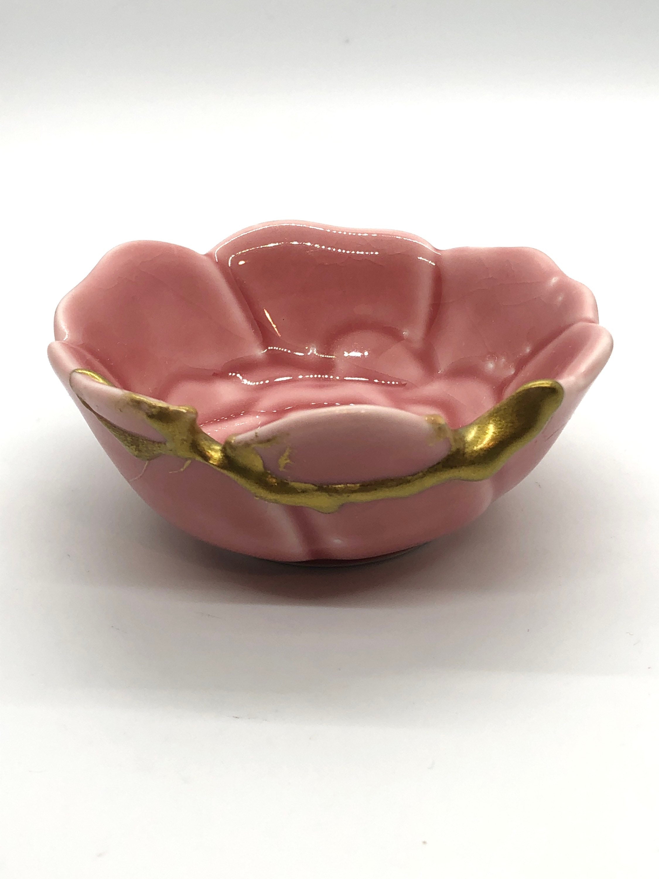Kintsugi Kintsukuroi Pink Rose Ceramic Trinket Ring Dish - Etsy