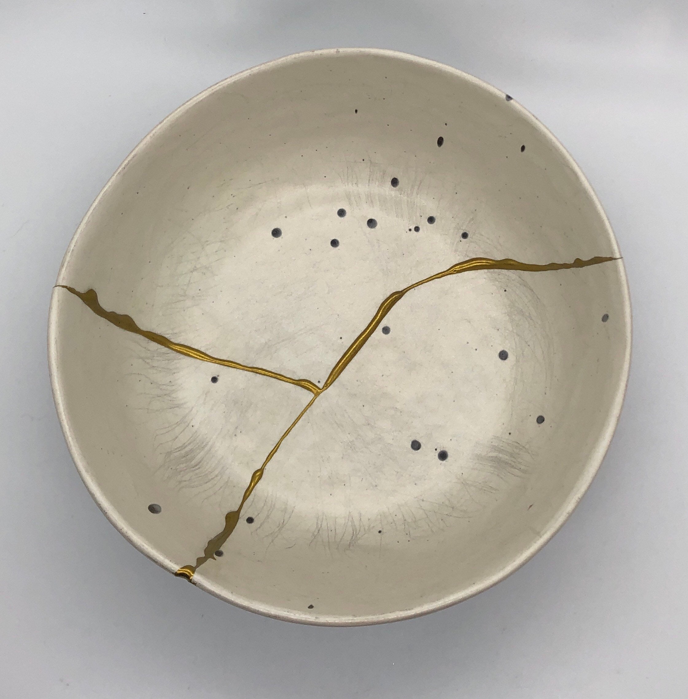 Zero Waste | Kintsugi Gold Repair | Blue/white/black Ceramic Bowl ...