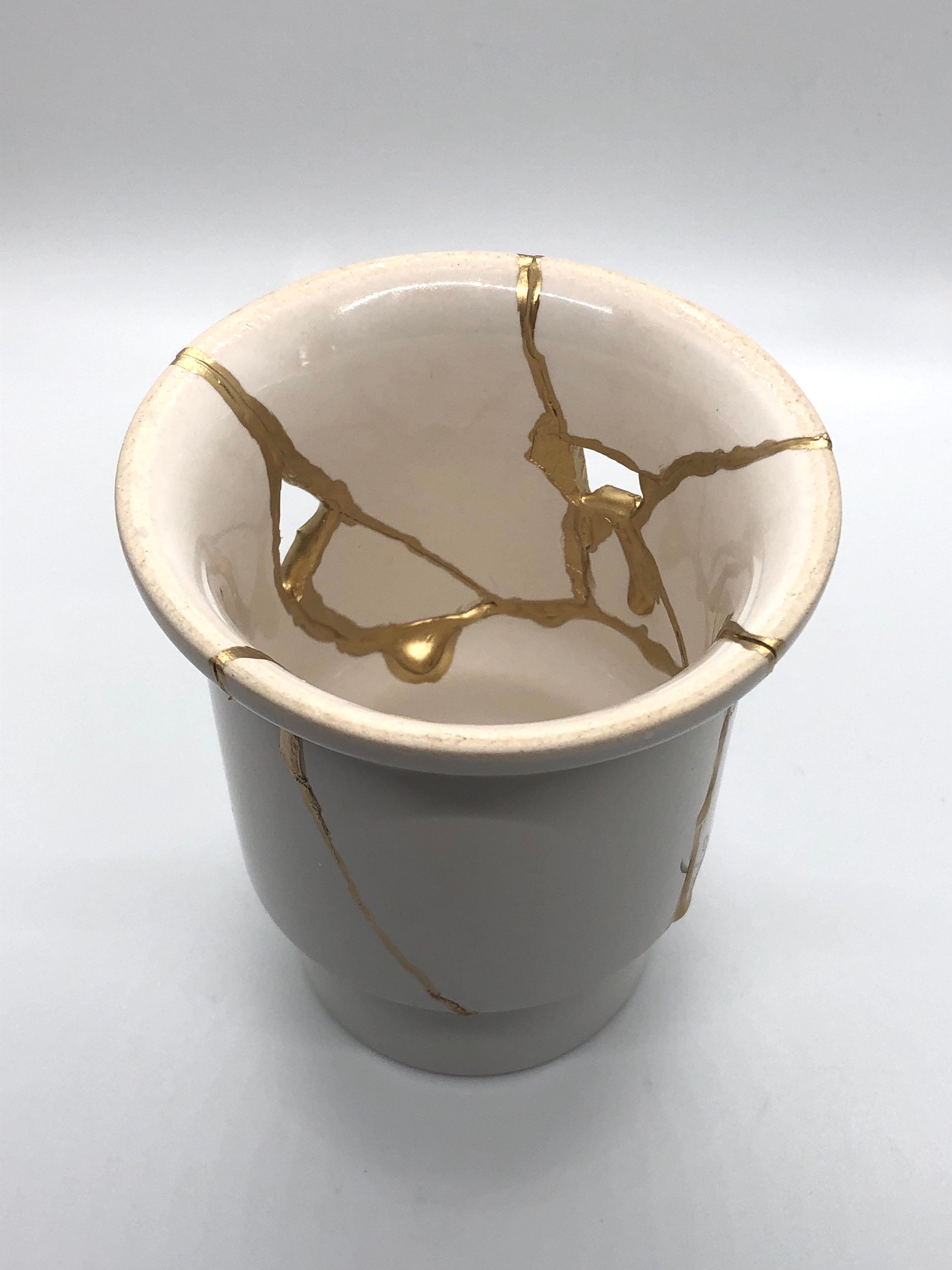 Gold Kintsugi Repair Japan Ceramic Floral Decorative Pot Candle Tea ...