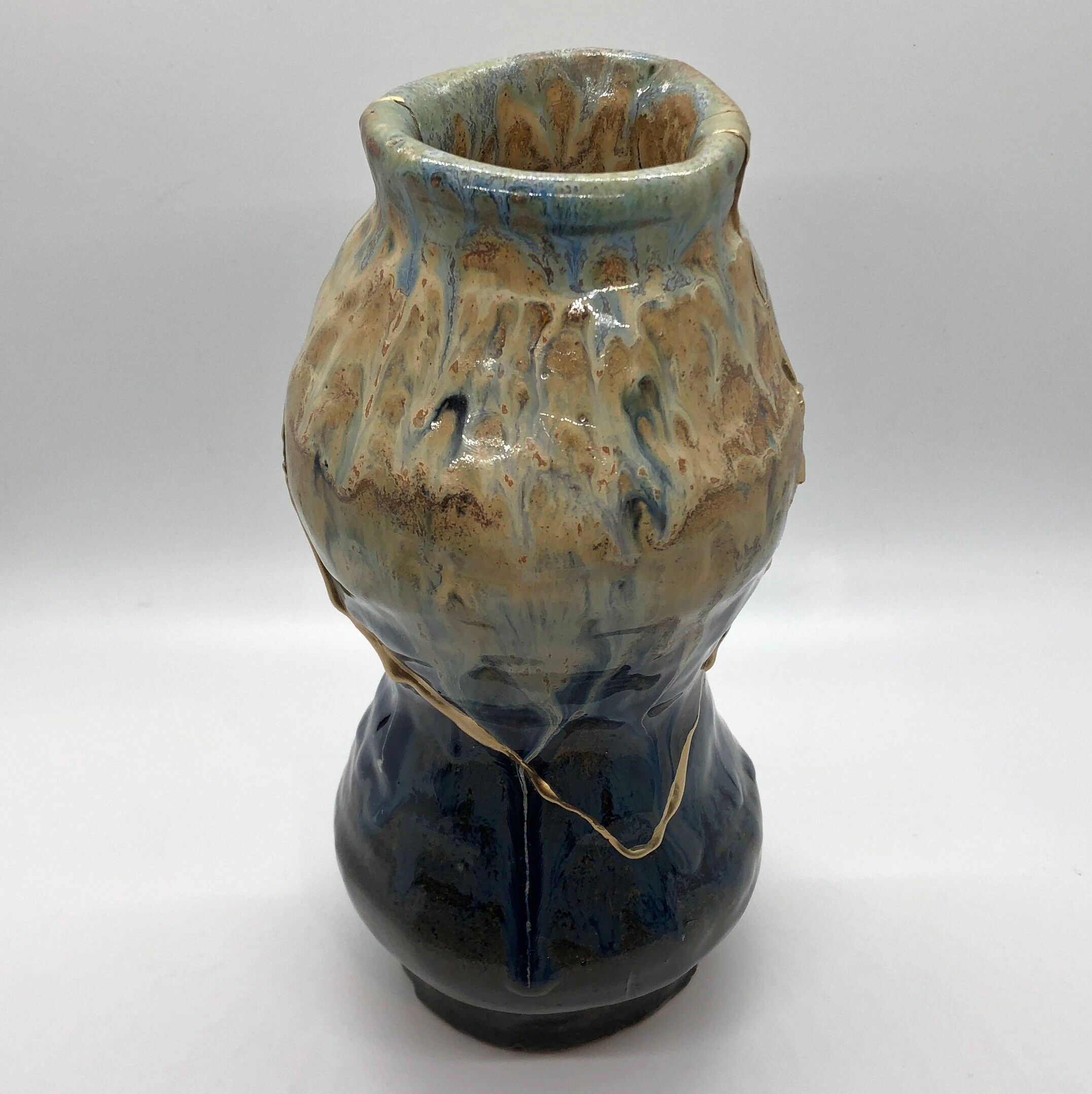 Kintsugi | Gold Studio Pottery | Kintsukuroi Vase | Blue + White ...