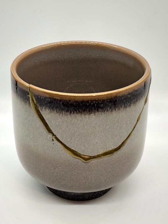 Gold Kintsugi Gray/grey Beige Glaze Plant Pot Kintsugi - Etsy