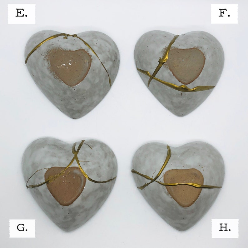 Kintsugi Heart Gray Ceramic Broken Heart Trinket/ring Holder Heart ...