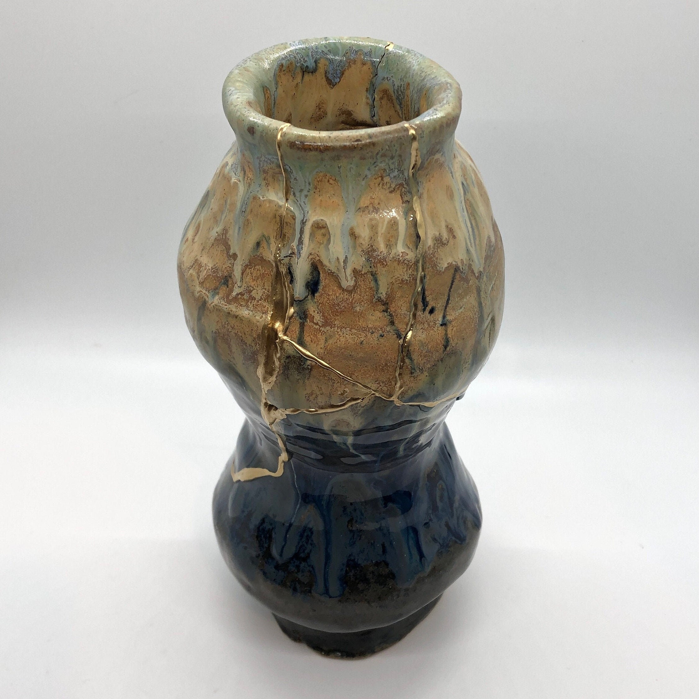 Kintsugi | Gold Studio Pottery | Kintsukuroi Vase | Blue + White ...