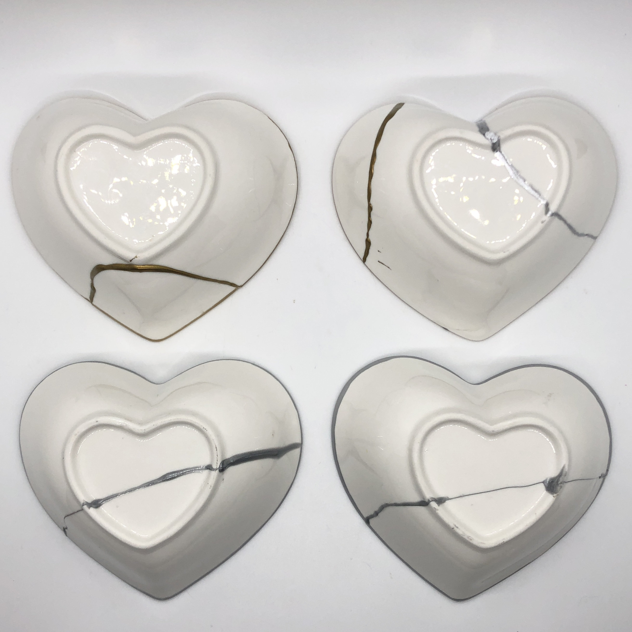Kintsugi Hearts Kintsukuroi Hearts Gold and Silver Ceramic Heart Dish ...