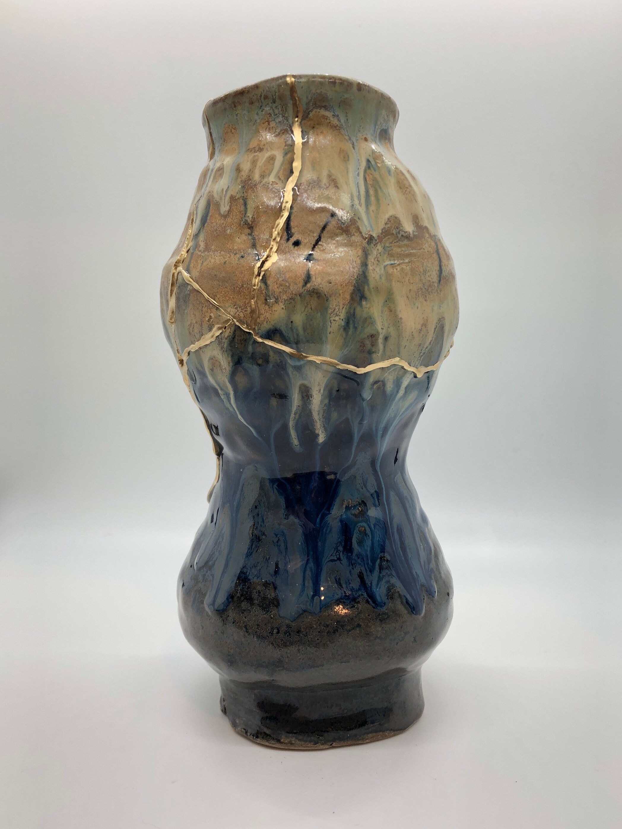 Kintsugi | Gold Studio Pottery | Kintsukuroi Vase | Blue + White ...