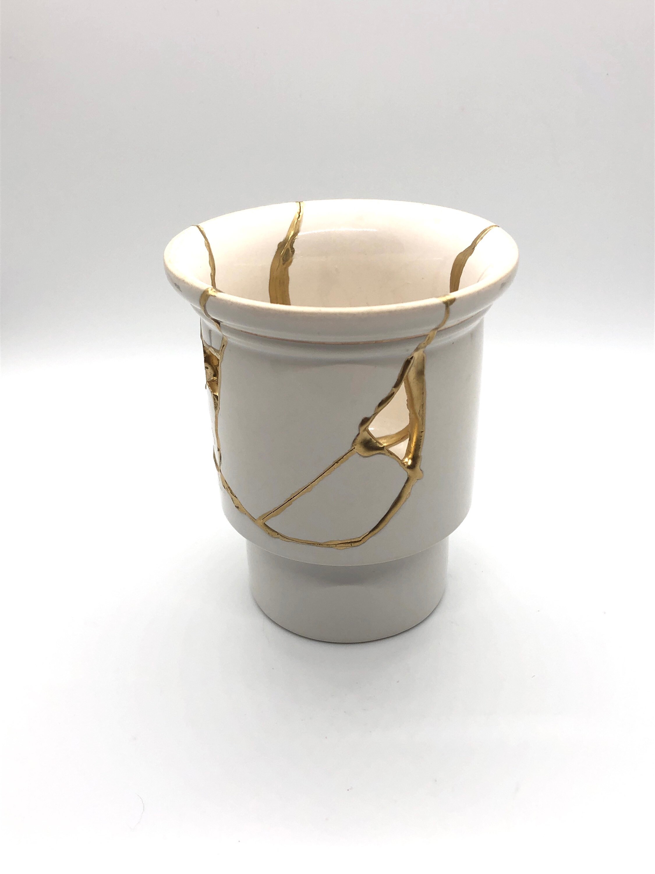 Gold Kintsugi Repair Japan Ceramic Floral Decorative Pot Candle Tea ...