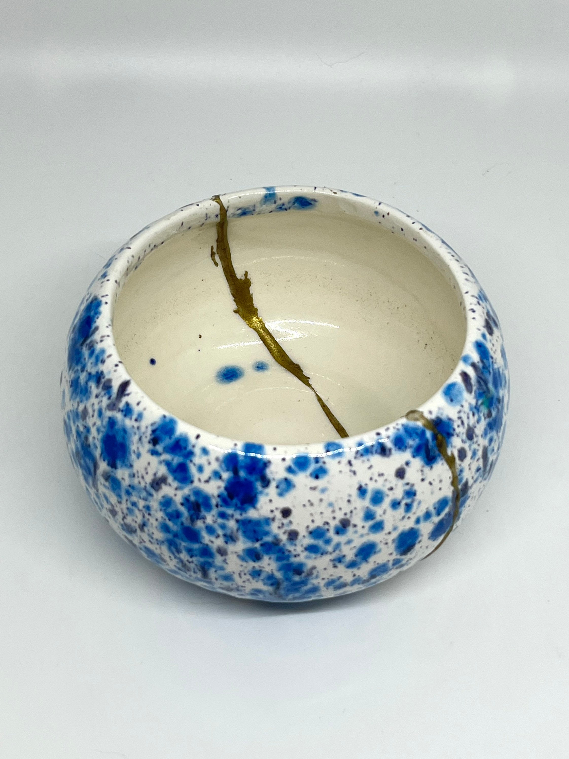 Kintsugi Teal Green/blue 2-piece Functional Plant Pot Home - Etsy