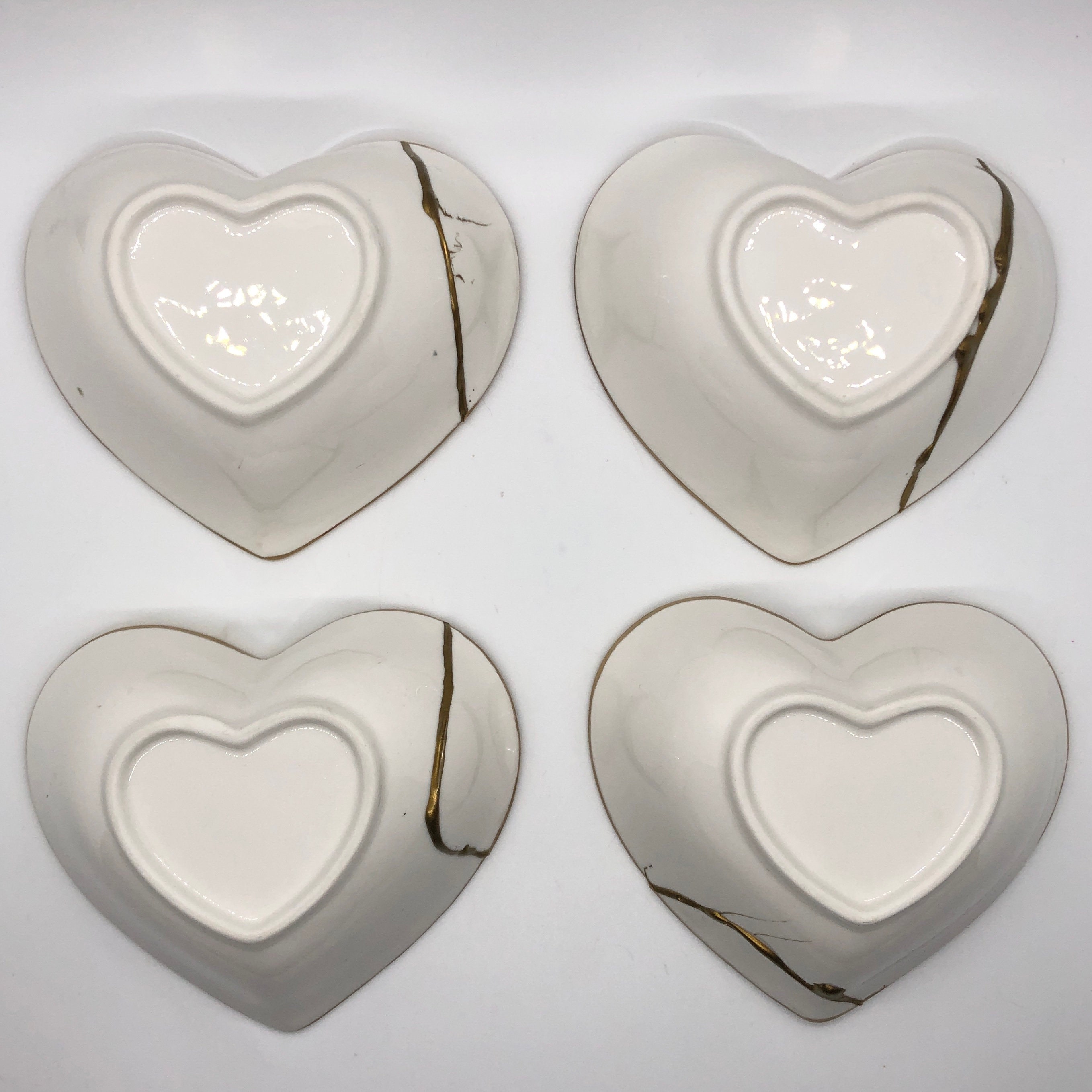 Kintsugi Hearts Kintsukuroi Hearts Gold and Silver Ceramic Heart Dish ...