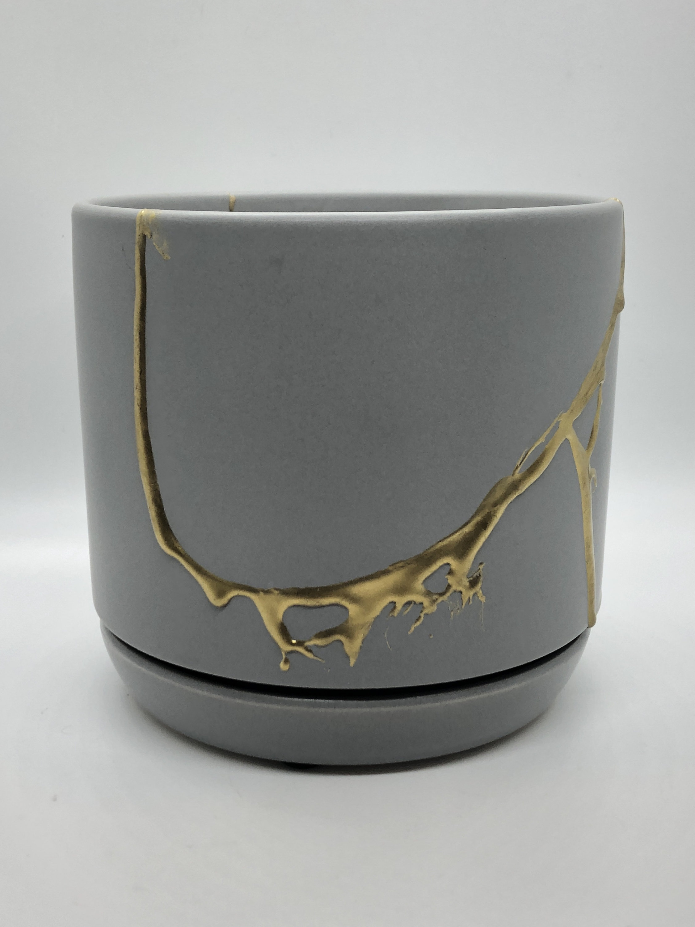 White Gray Black Ceramics Modern Kintsugi Zero Waste Plant Pot Kintsugi ...