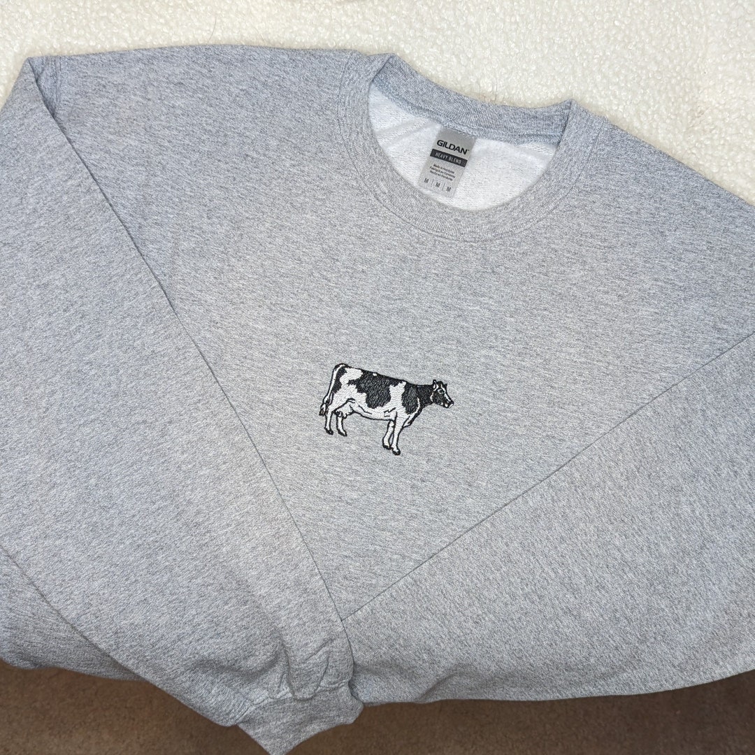 Cow Sweatshirt, Embroidered Cow Sweater, Gift for Cow Lovers - Etsy