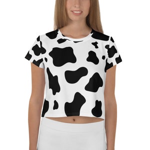 Cow Print Cropped Tee - Etsy