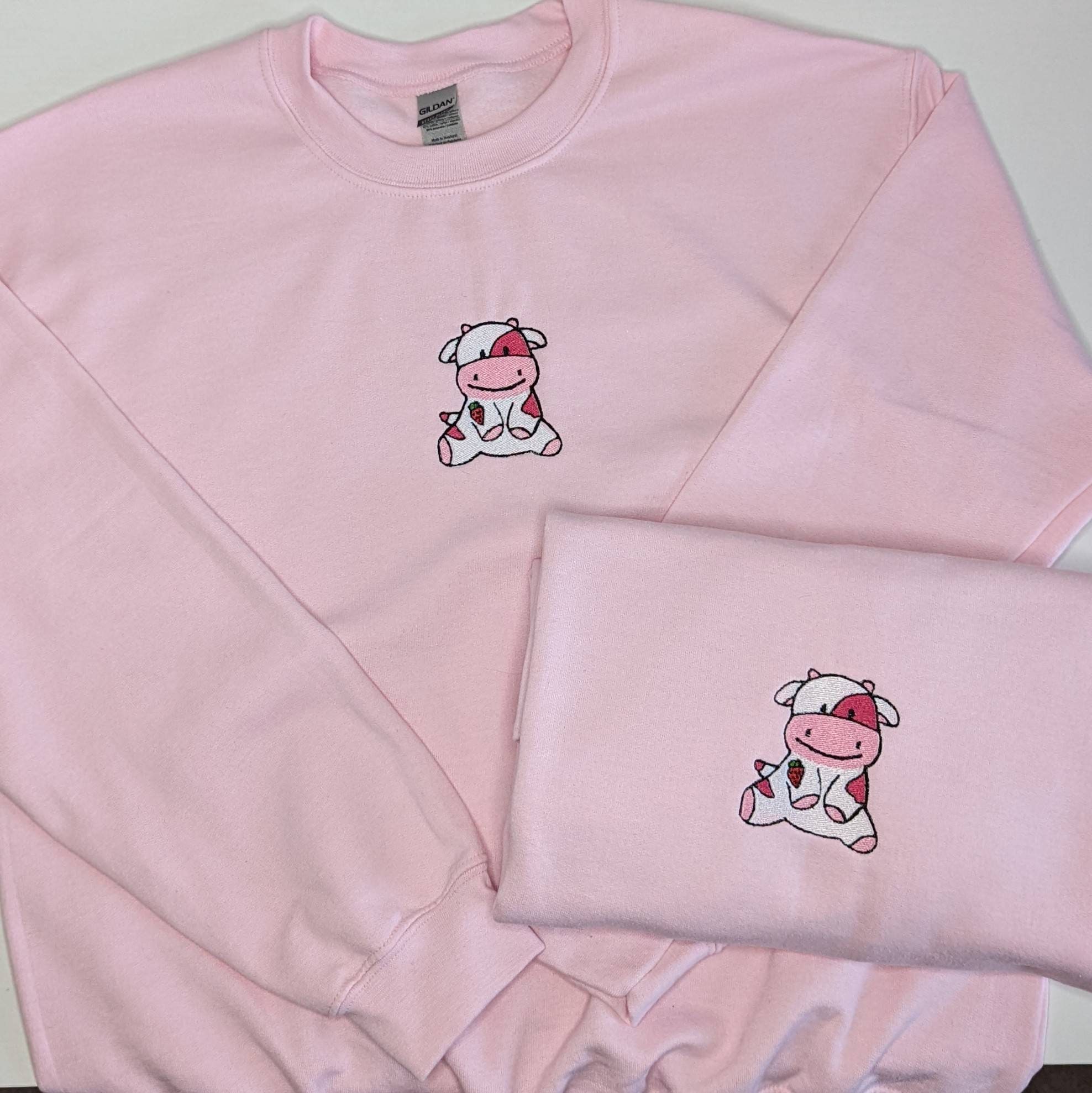 Strawberry Cow Sweatshirt, Embroidered Strawberry Cow Sweater ...