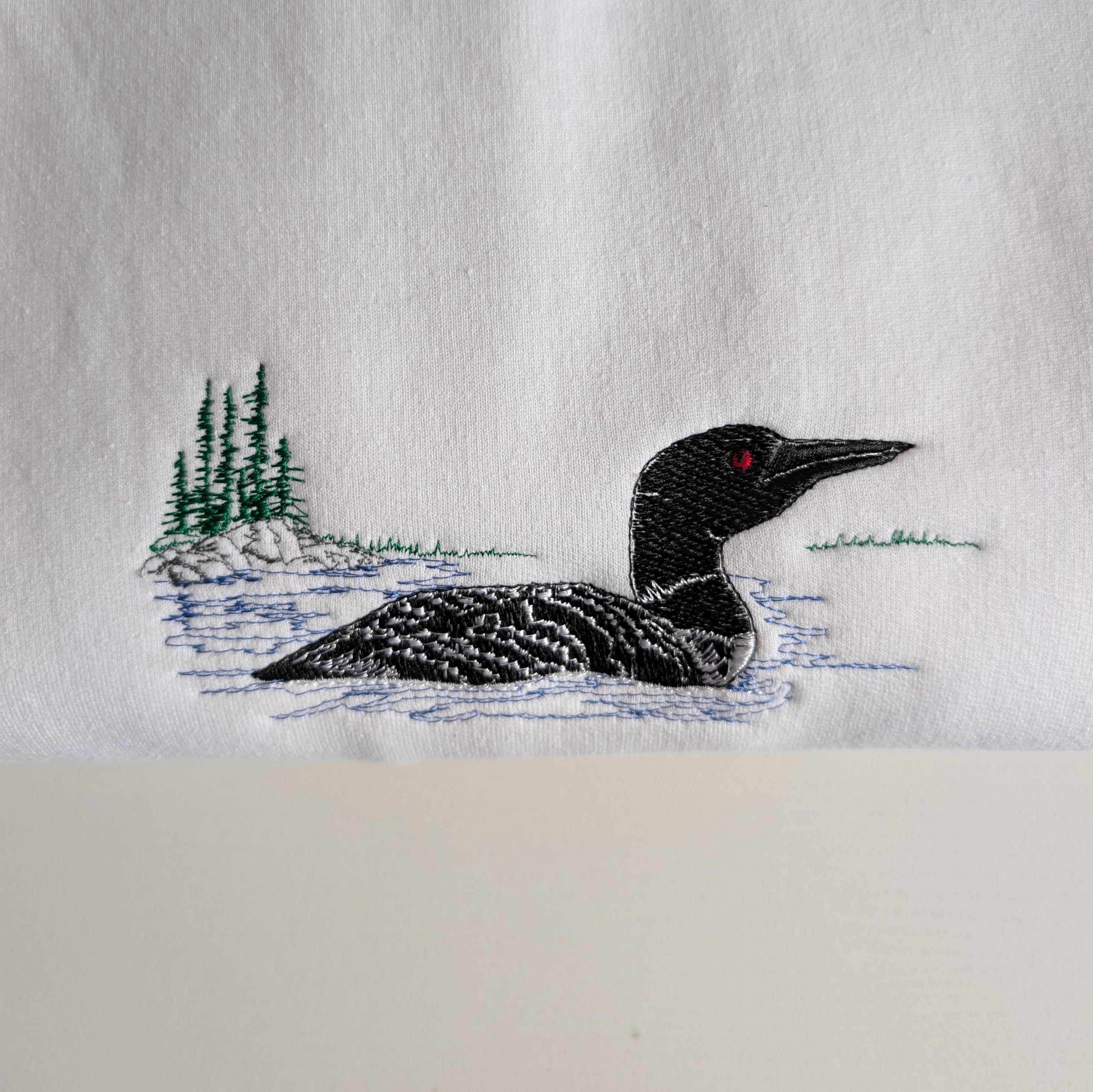 Lake Serenity Embroidered Common Loon Gildan Crewneck Sweatshirt - Etsy