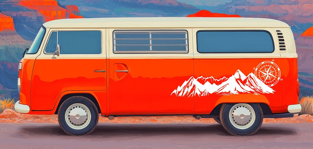 JANUARY SALE! Camper Van Decal: Compass Rose and Mountains Vehicle ...