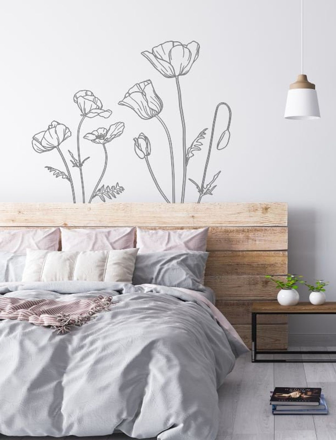 APRIL SALE Poppy Wall Decals, Floral Wall Decals, Bedroom Wall Stickers ...