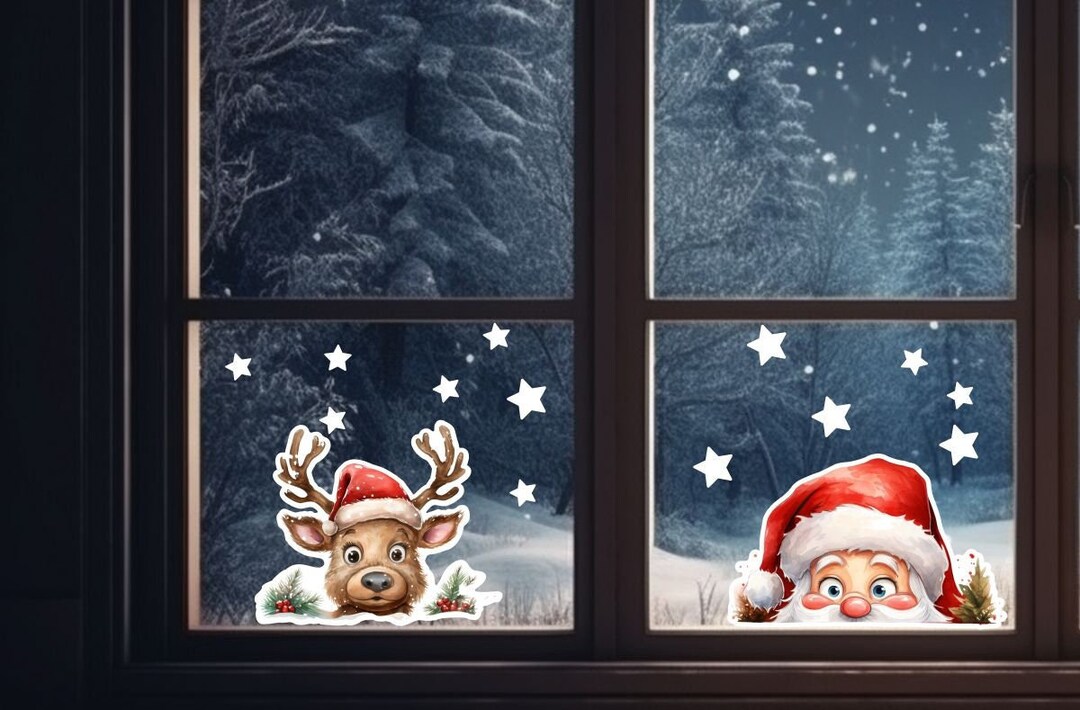 DECEMBER SALE Peeking Santa Christmas Stickers Window - Etsy UK