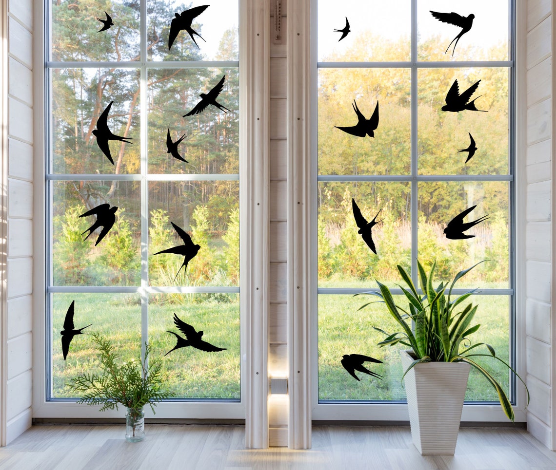 Swallow Window Stickers, X17 Stickers/pack, Birds Silhouettes - Etsy