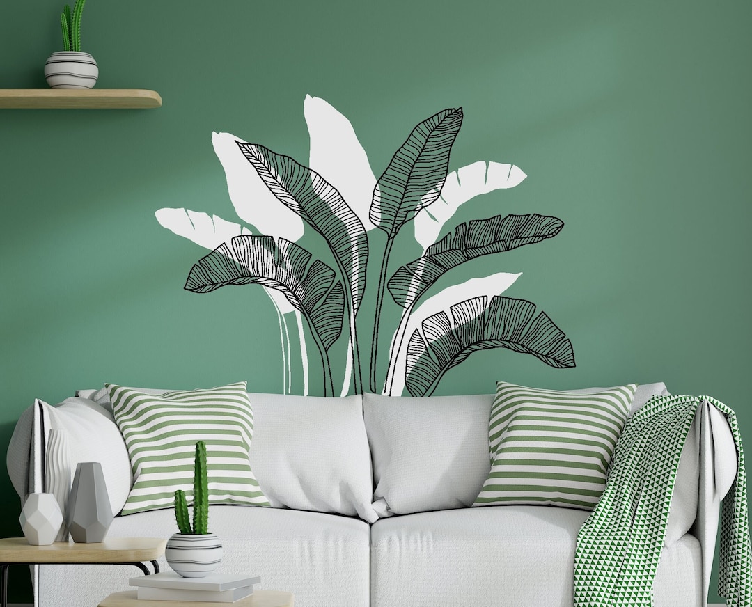 Hand Drawn Leaves Wall Decal, Leaves Wall Decor, Office Decor, Living ...