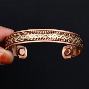 Two Tone Pure Copper Twisted Wire Bangle Solid Copper 2 Magnetic Bangle ...