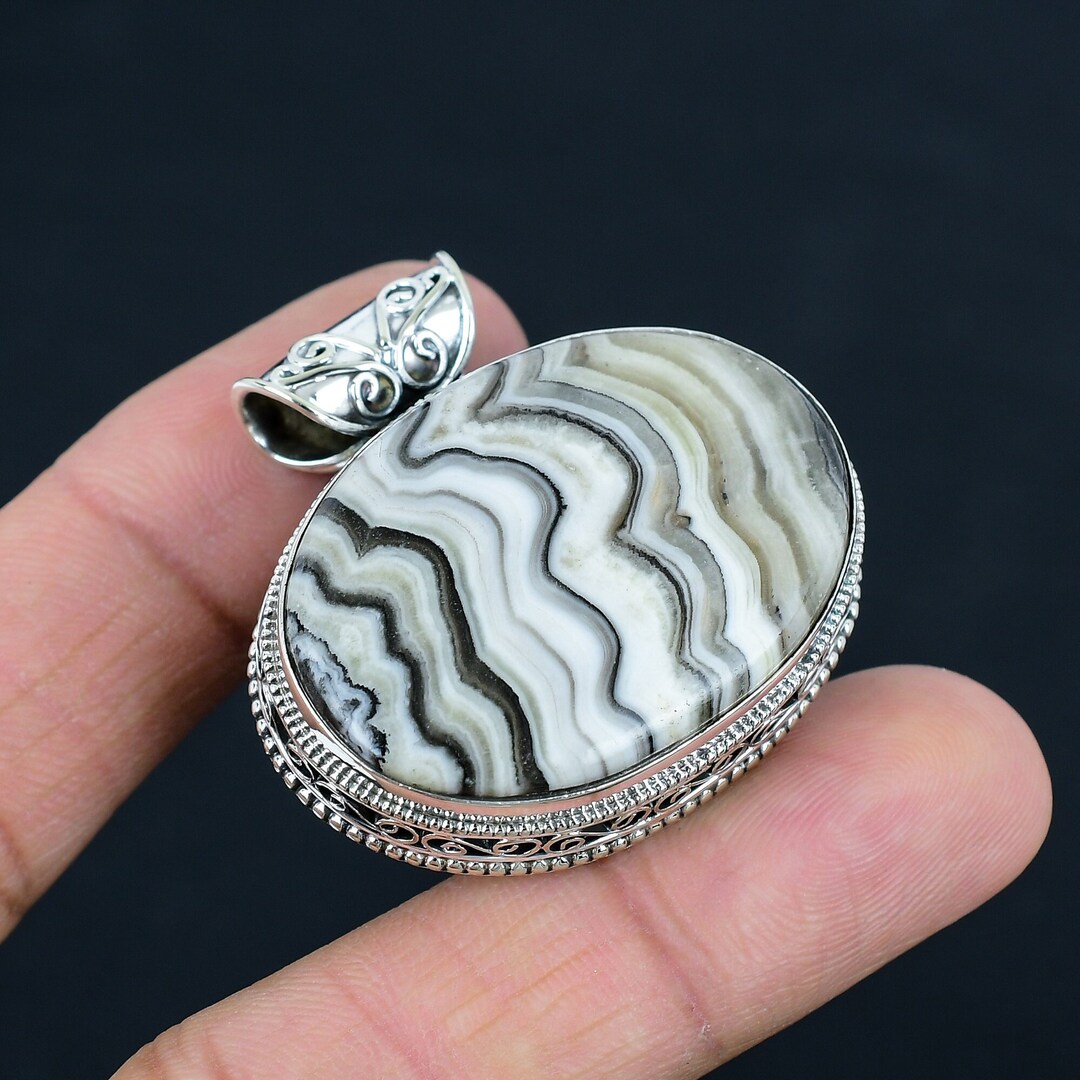 Natural Prairie Agate Gemstone Pendant, 925 Sterling Silver, Antique ...