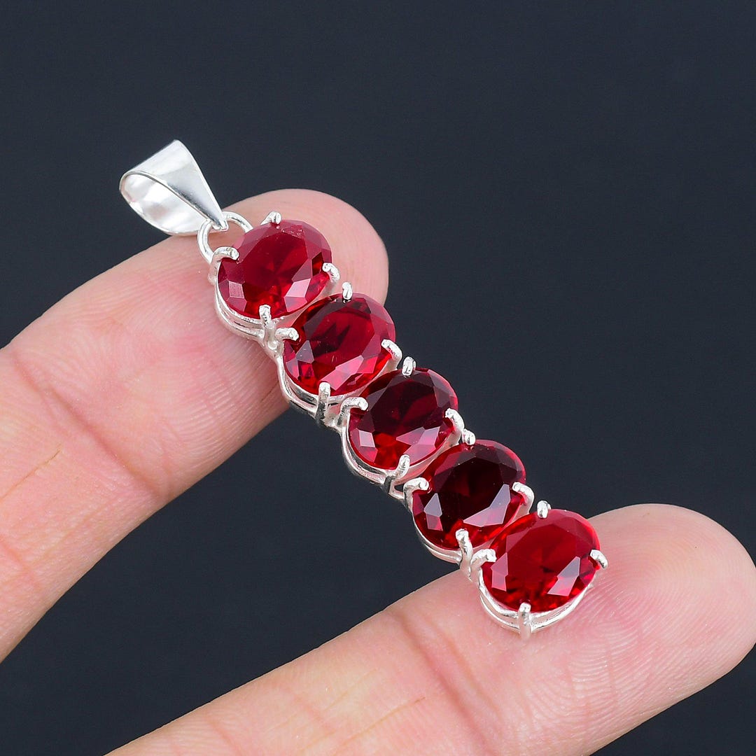 Oval Shape 925 Sterling Silver Prong Set Gemstone Pendant for Her/him ...
