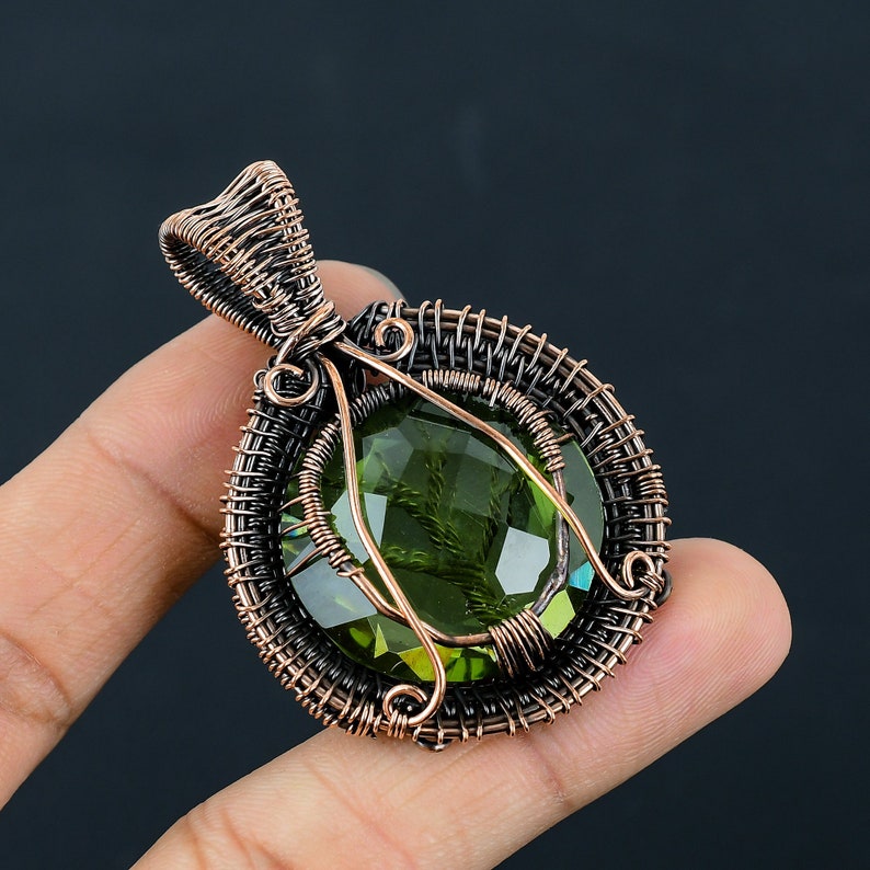 Oxidized Copper Tree of Life Peridot Pendant Necklace - Etsy