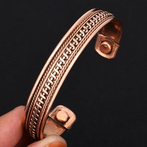 Magnetic Pure Copper Bangle | Solid Copper Bangle | Tibetan Style | Set ...