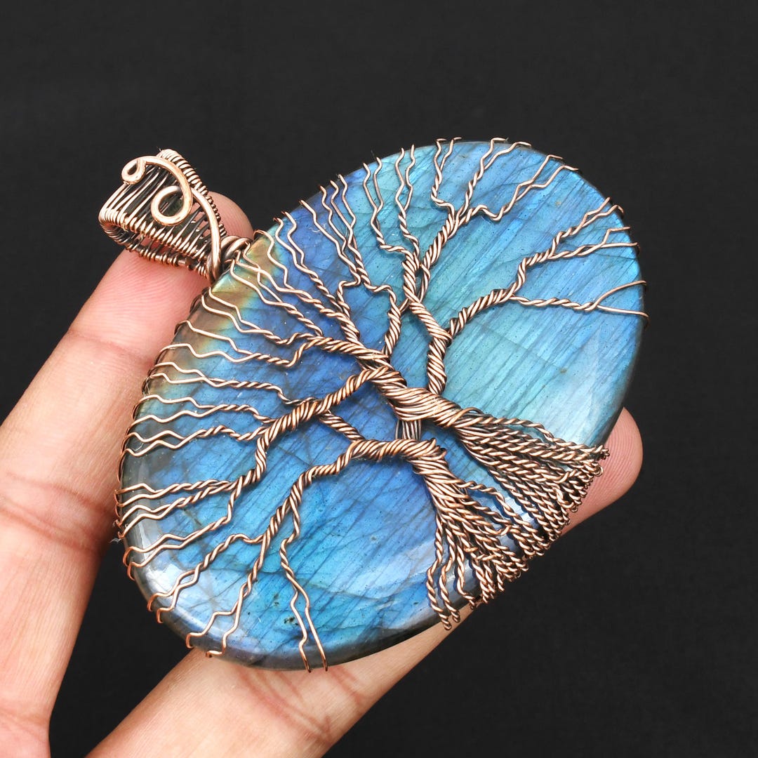 Labradorite Tree of Life Pendant: Copper Wire Wrapped Gemstone - Etsy UK