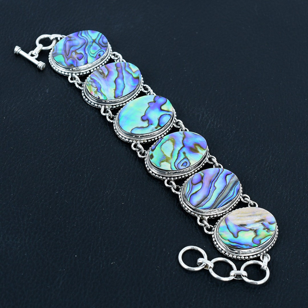 Abalone Shell Bracelet: 925 Sterling Silver Adjustable Chain - Etsy