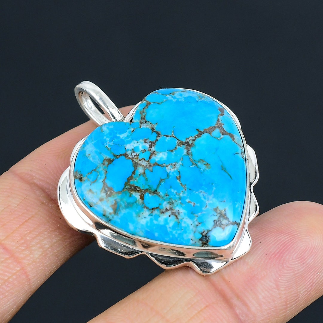 Heart Shape Turquoise Gemstone Pendant | 925 Sterling Silver | Silver ...
