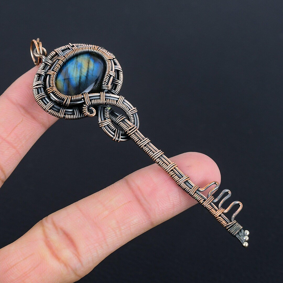 Choose Your Favorite Gemstone Key Pendant | Copper Wire Wrapped ...