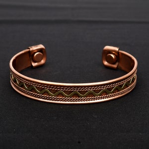 Two Tone Pure Copper Twisted Wire Bangle Solid Copper 2 Magnetic Bangle ...