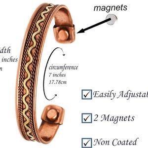 Two Tone Pure Copper Twisted Wire Bangle Solid Copper 2 Magnetic Bangle ...