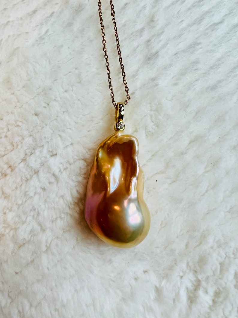 Flameball Fireball Baroque Pearl Pendant Necklace - Etsy