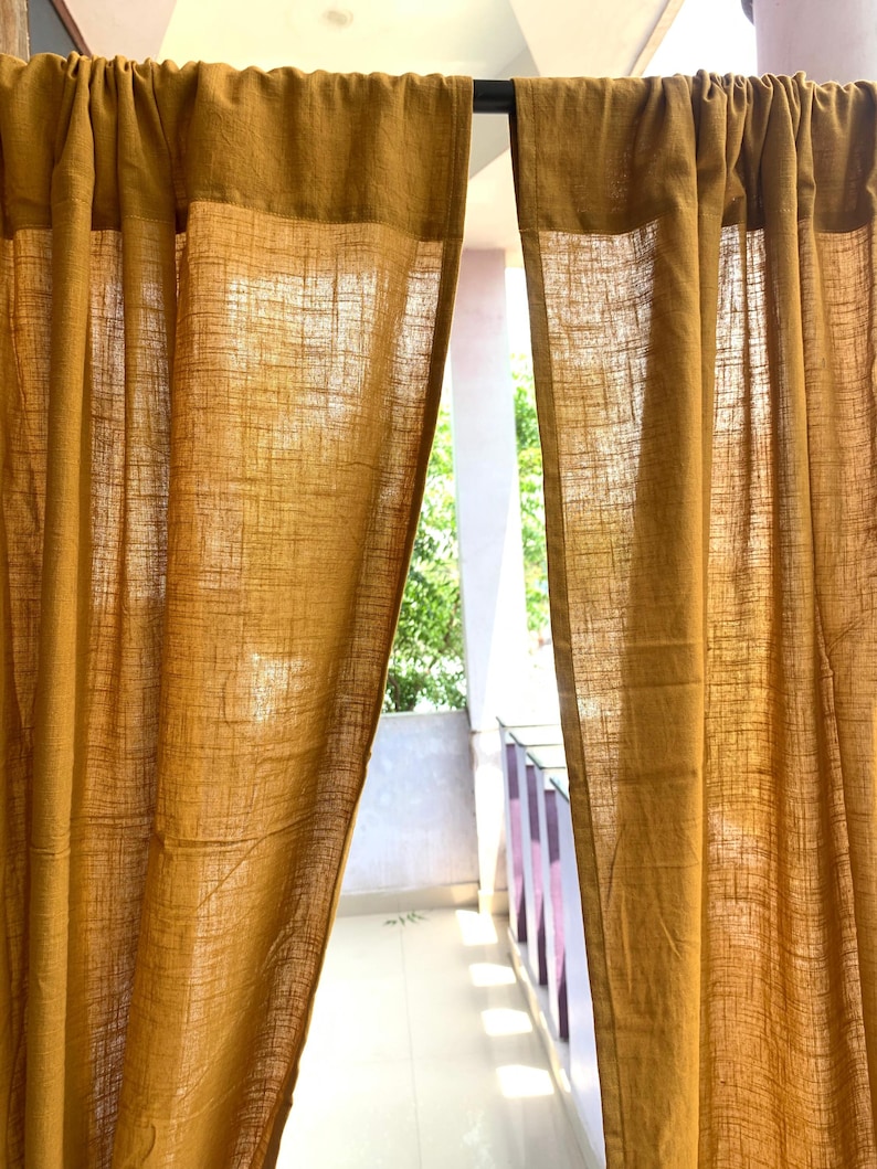 Color Block Cotton Sheer Curtain, Handmade Panel, Custom Size - Etsy