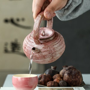 400ml Handmade Pottery Kettle-cherry Blossoms Pink Kettle-electronic Stove&charcoal Stove Kettle ...