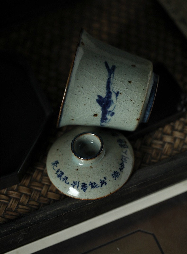 120ml Jingdezhen Hand-painted Fish Qinghua 青花 Pottery Gaiwan - Etsy