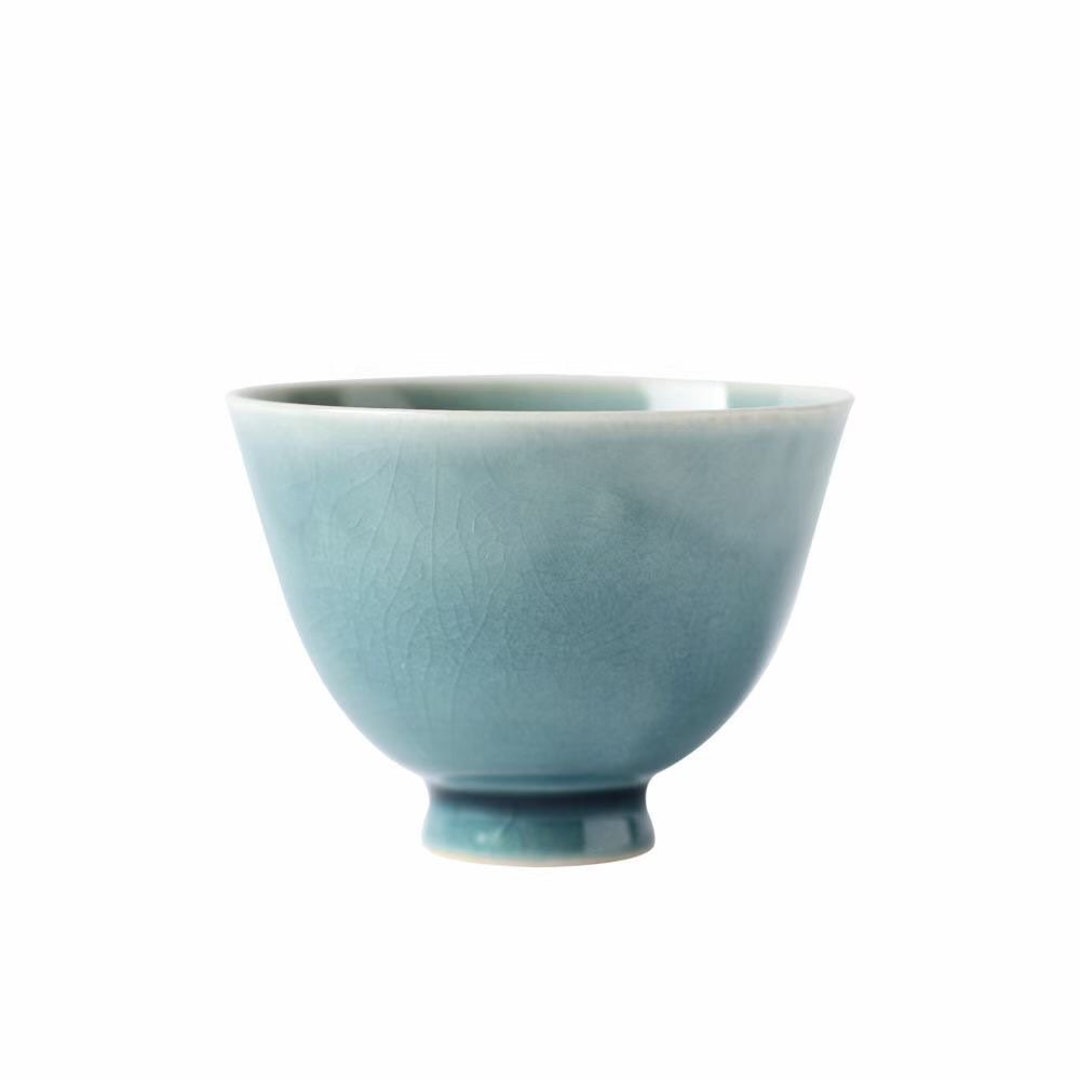 80ml Handmade Pottery Light Blue Tea Cup Crackled Glaze - Etsy